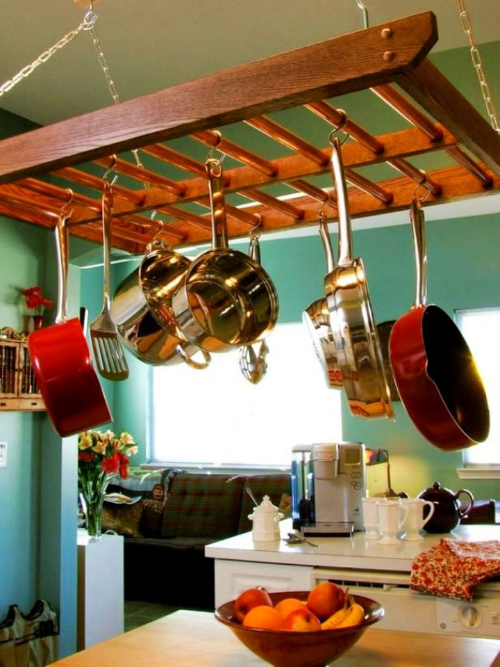 25 DIY Hanging Pot Rack Ideas for Your Kitchen - Blitsy