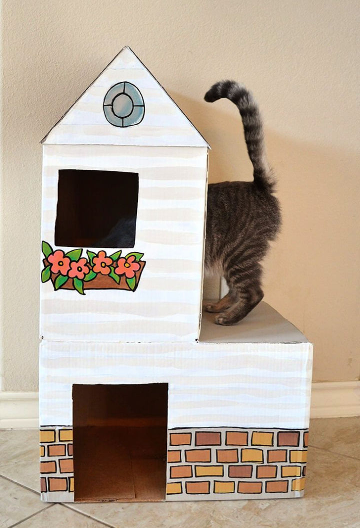 20 Cheap DIY Cardboard Cat House Ideas - Blitsy