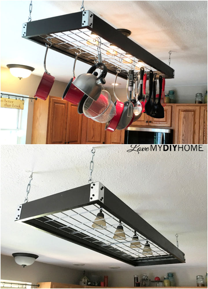 25 DIY Hanging Pot Rack Ideas for Your Kitchen - Blitsy