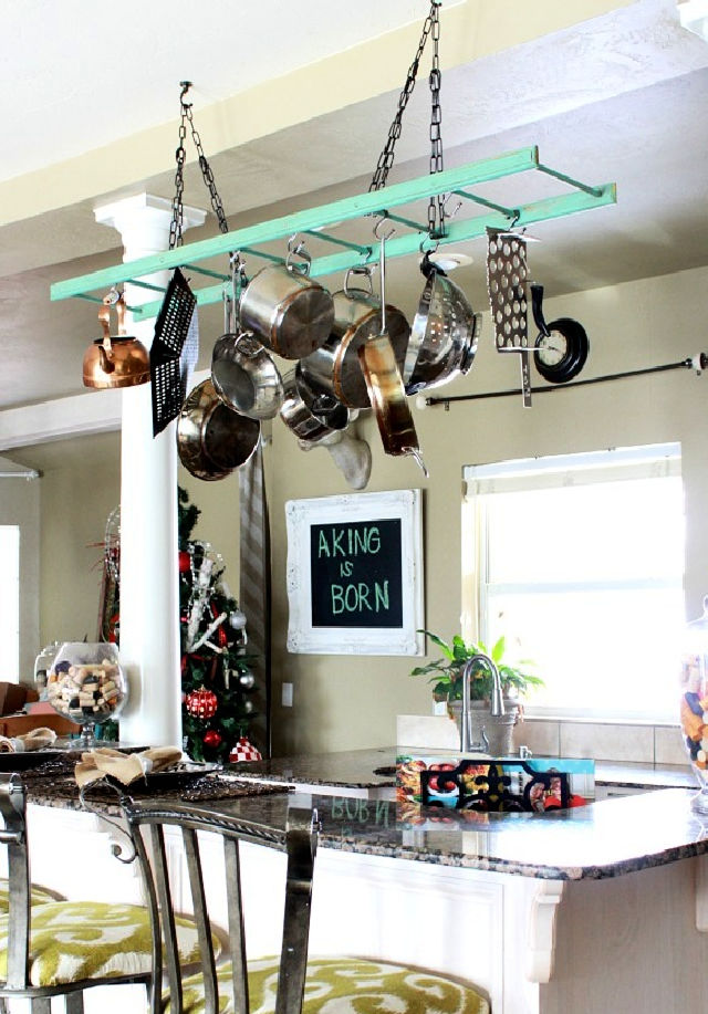 25 DIY Hanging Pot Rack Ideas for Your Kitchen - Blitsy