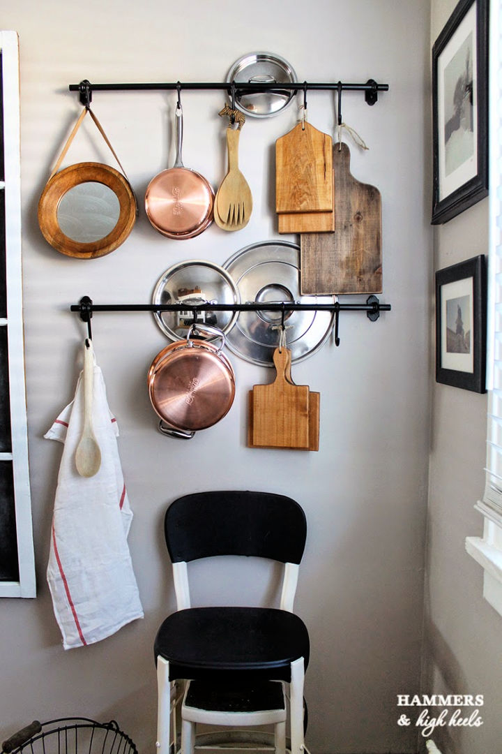 25 DIY Hanging Pot Rack Ideas for Your Kitchen - Blitsy