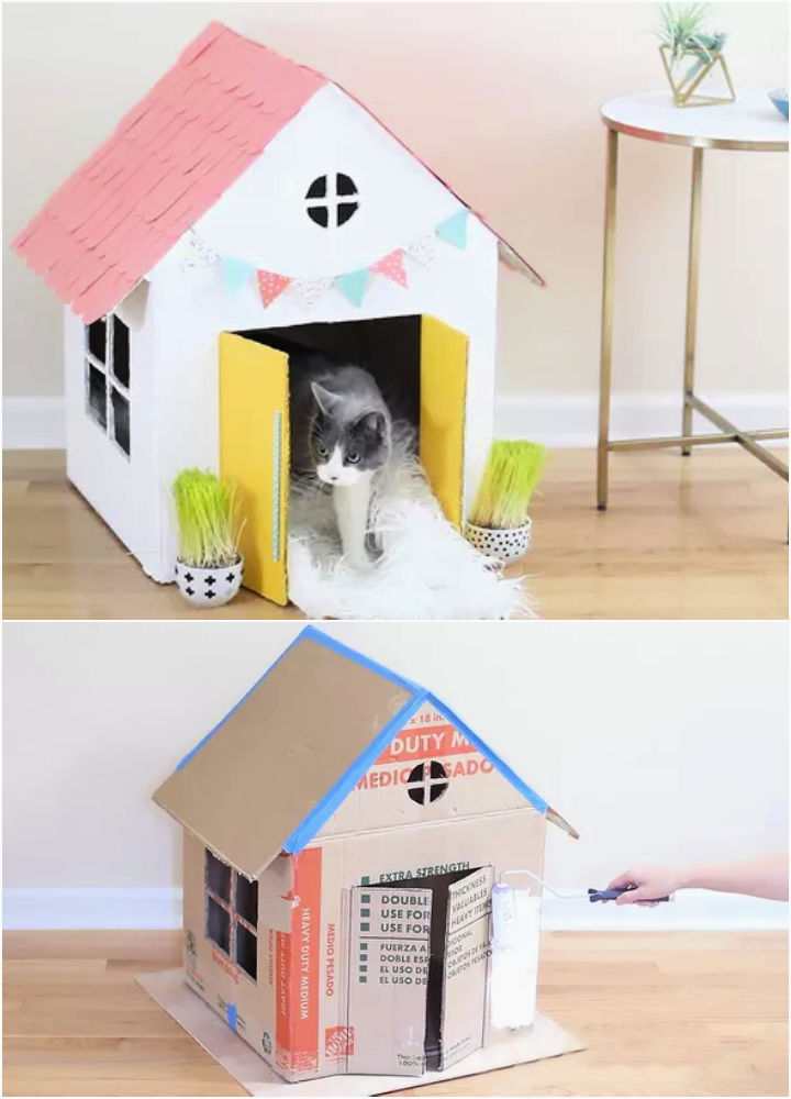 20 Cheap DIY Cardboard Cat House Ideas - Blitsy