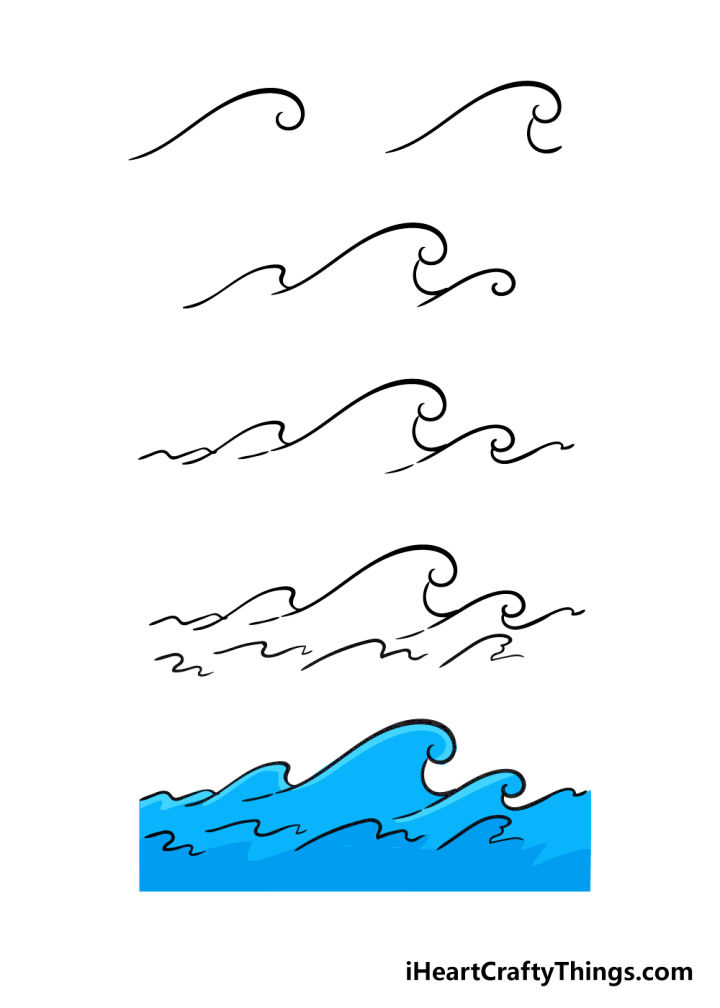18 Easy Wave Drawing Ideas - How to Draw a Wave