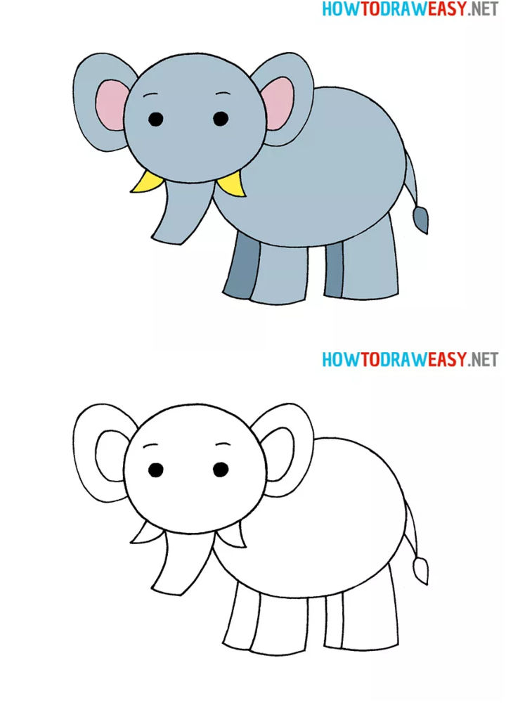 25 Easy Elephant Drawing Ideas - How to Draw an Elephant