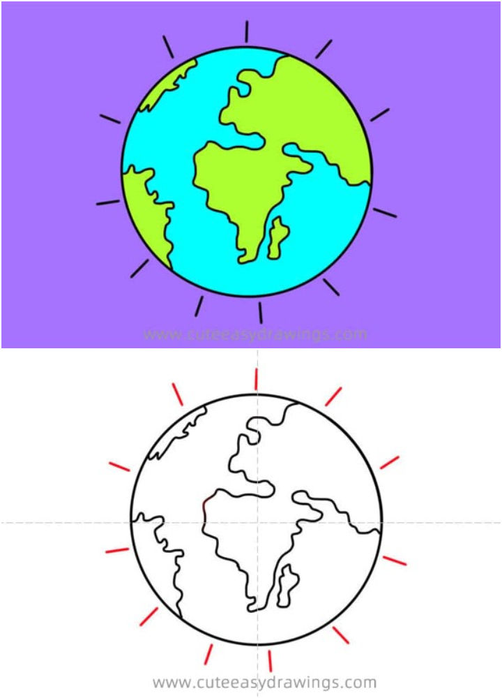 20 Easy Earth Drawing Ideas - How To Draw Earth - Blitsy