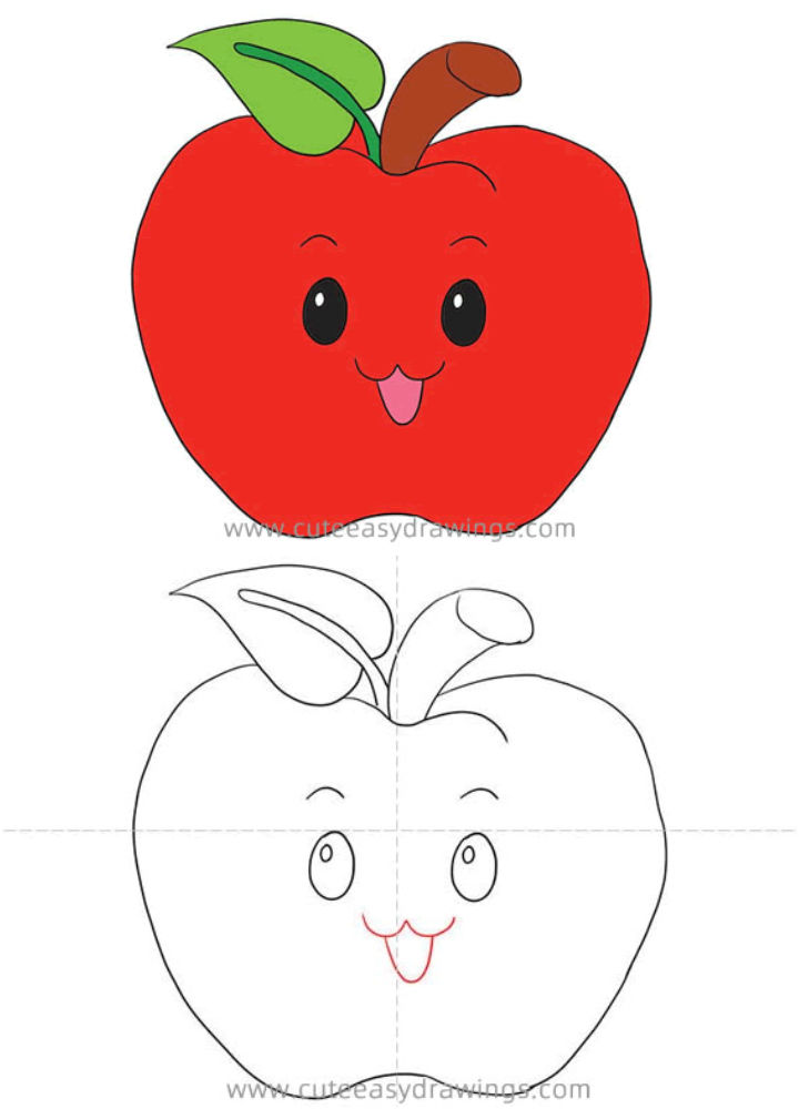 25 Easy Apple Drawing Ideas - How To An Draw Apple - Blitsy