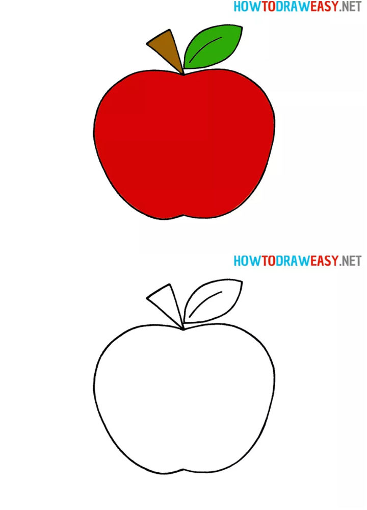25 Easy Apple Drawing Ideas - How To An Draw Apple - Blitsy