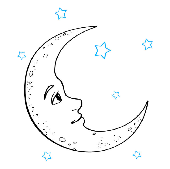 20 Easy Moon Drawing Ideas - How To Draw A Moon - Blitsy