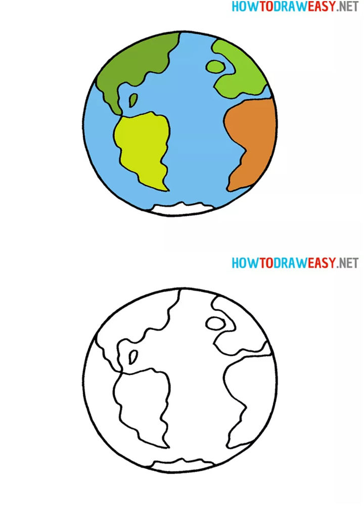 20 Easy Earth Drawing Ideas - How To Draw Earth - Blitsy