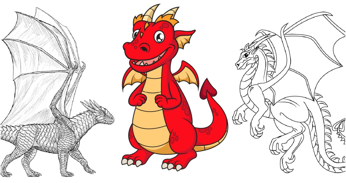 30 Easy Dragon Drawing Ideas - How To Draw A Dragon - Blitsy