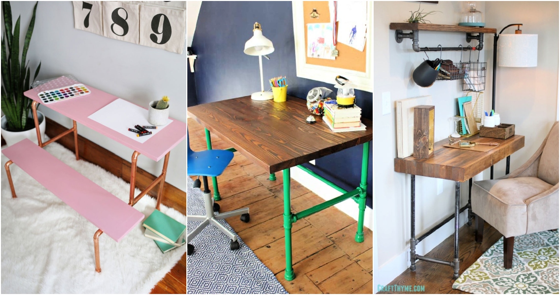 25 Industrial Inspired DIY Pipe Desk Plans with Shelves