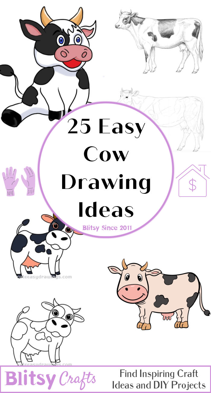 25 Easy Cow Drawing Ideas - How to Draw a Cow - Blitsy