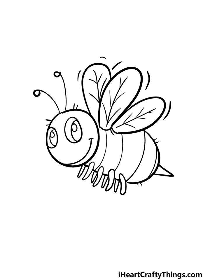 25 Cute Bee Drawing Ideas - How to Draw a Bee - Blitsy