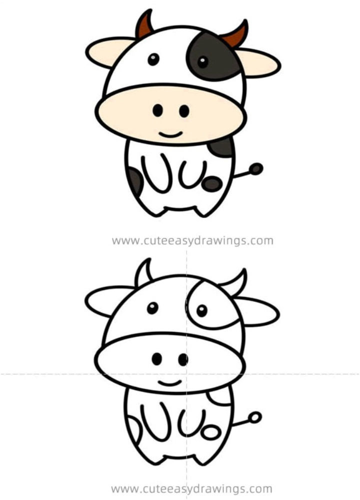 25 Easy Cow Drawing Ideas - How to Draw a Cow - Blitsy