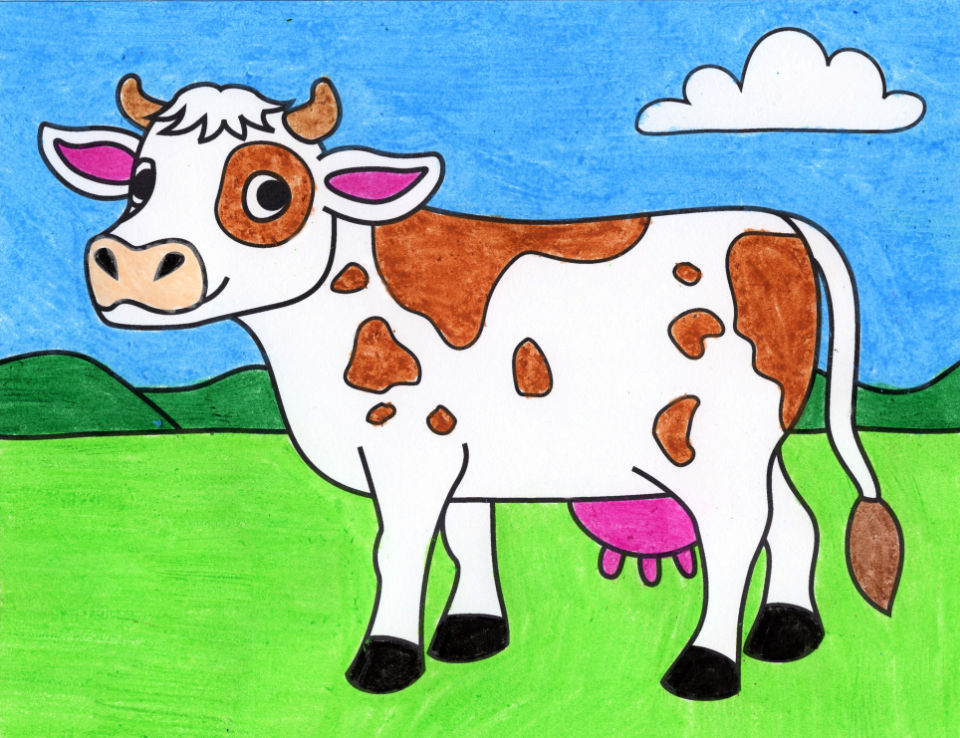 25 Easy Cow Drawing Ideas - How to Draw a Cow - Blitsy