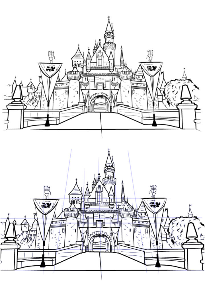 25 Easy Castle Drawing Ideas - How to Draw a Castle