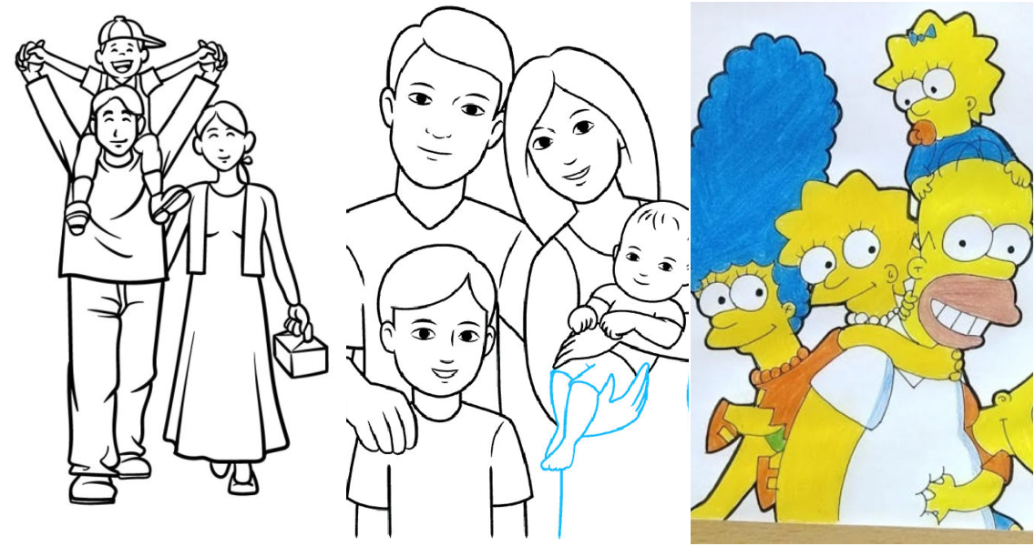 25 Easy Family Drawing Ideas - Cute Family Sketch and Art