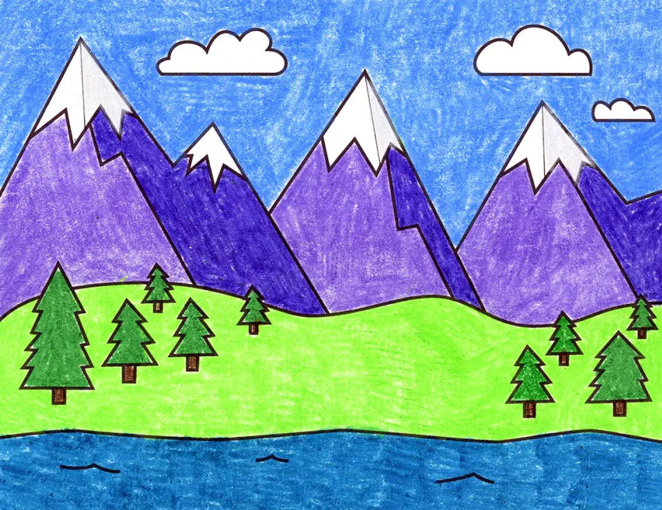 25 Easy Mountain Drawing Ideas - How to Draw a Mountain