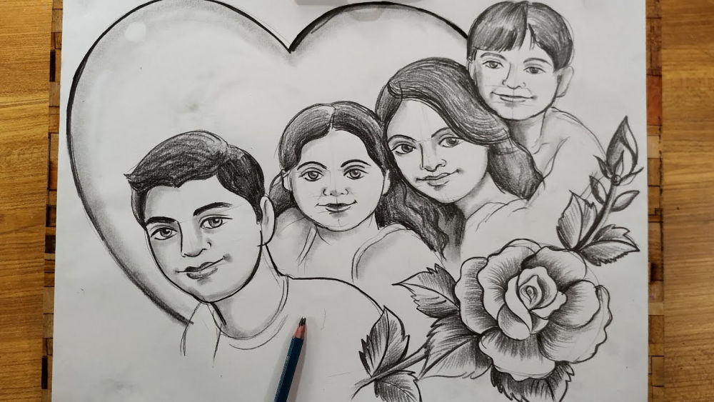 25 Easy Family Drawing Ideas - Cute Family Sketch and Art