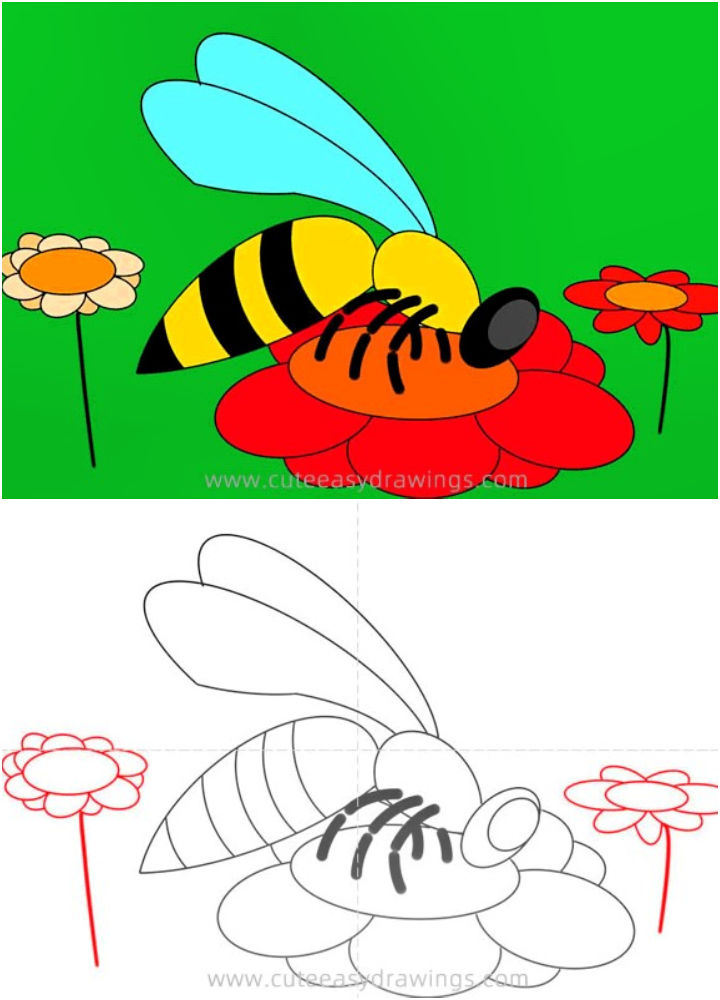 25 Cute Bee Drawing Ideas - How to Draw a Bee - Blitsy