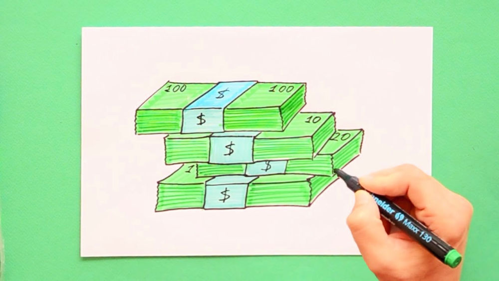 15 Easy Money Drawing Ideas - How to Draw Money