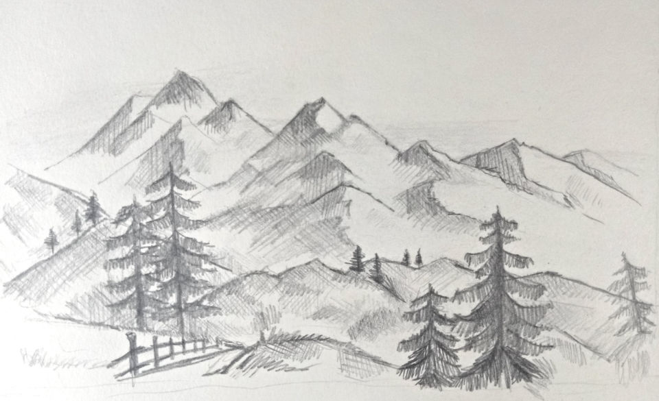 25 Easy Mountain Drawing Ideas - How to Draw a Mountain