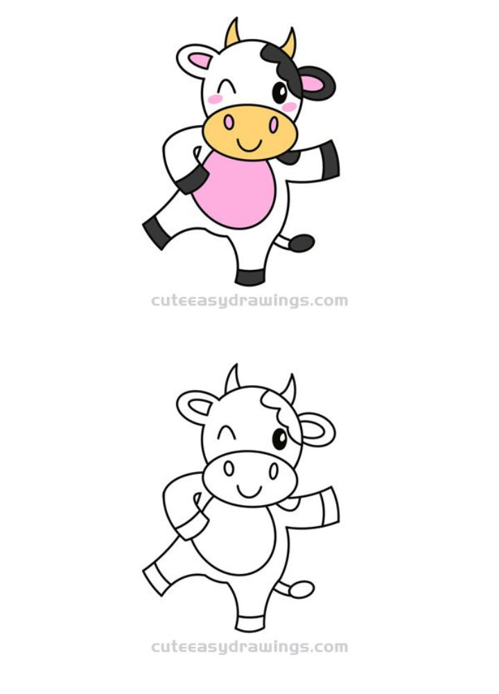 25 Easy Cow Drawing Ideas - How to Draw a Cow - Blitsy