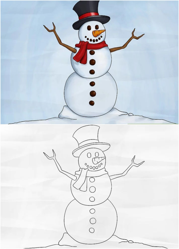 25 Easy Snowman Drawing Ideas - How to Draw a Snowman
