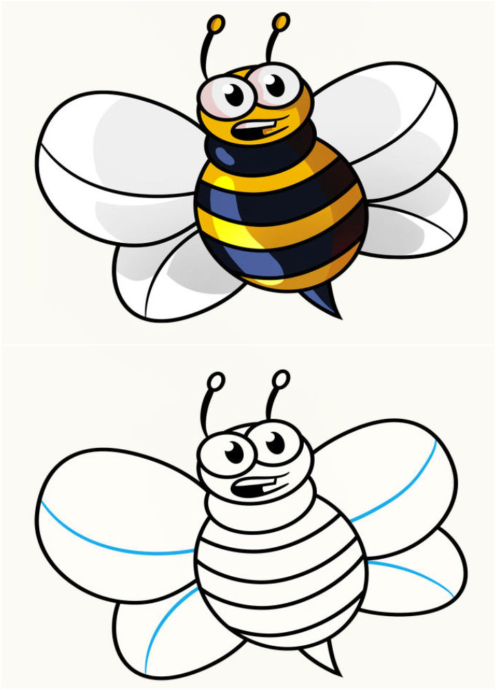 25 Cute Bee Drawing Ideas - How to Draw a Bee - Blitsy
