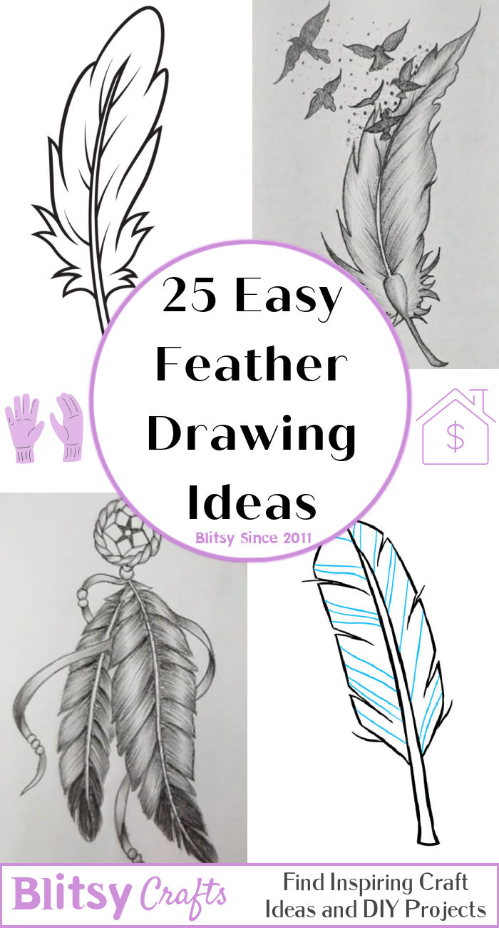 25 Easy Feather Drawing Ideas - How to Draw a Feather