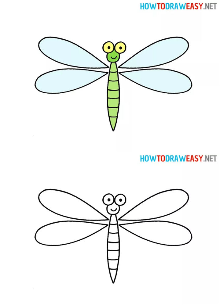 25 Easy Dragonfly Drawing Ideas - How to Draw