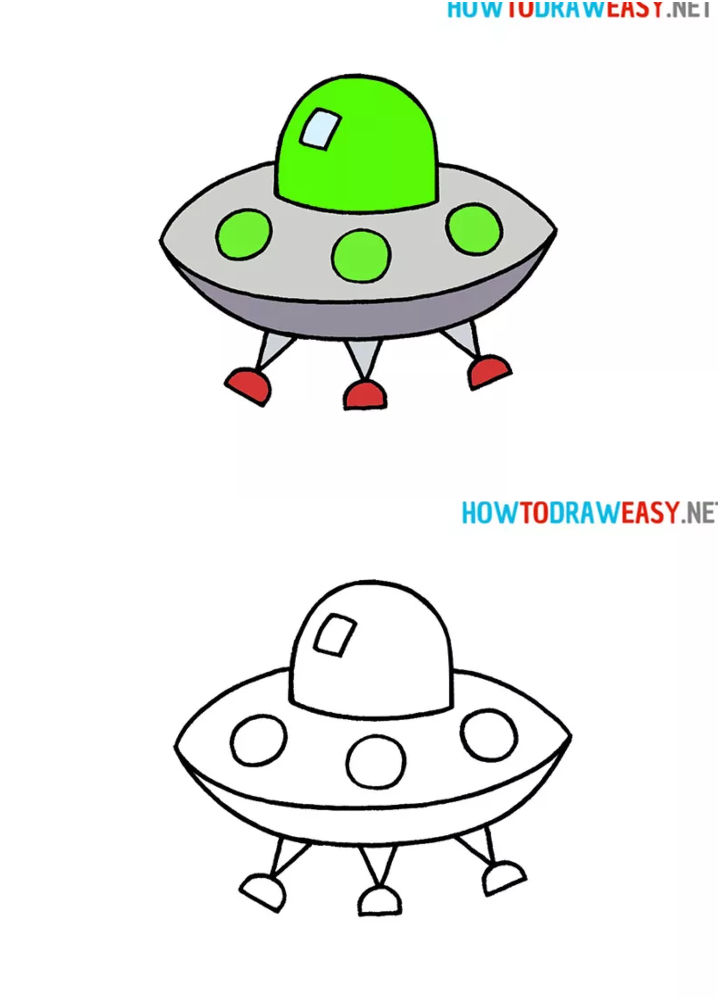 20 Easy UFO Drawing Ideas - How to Draw a UFO