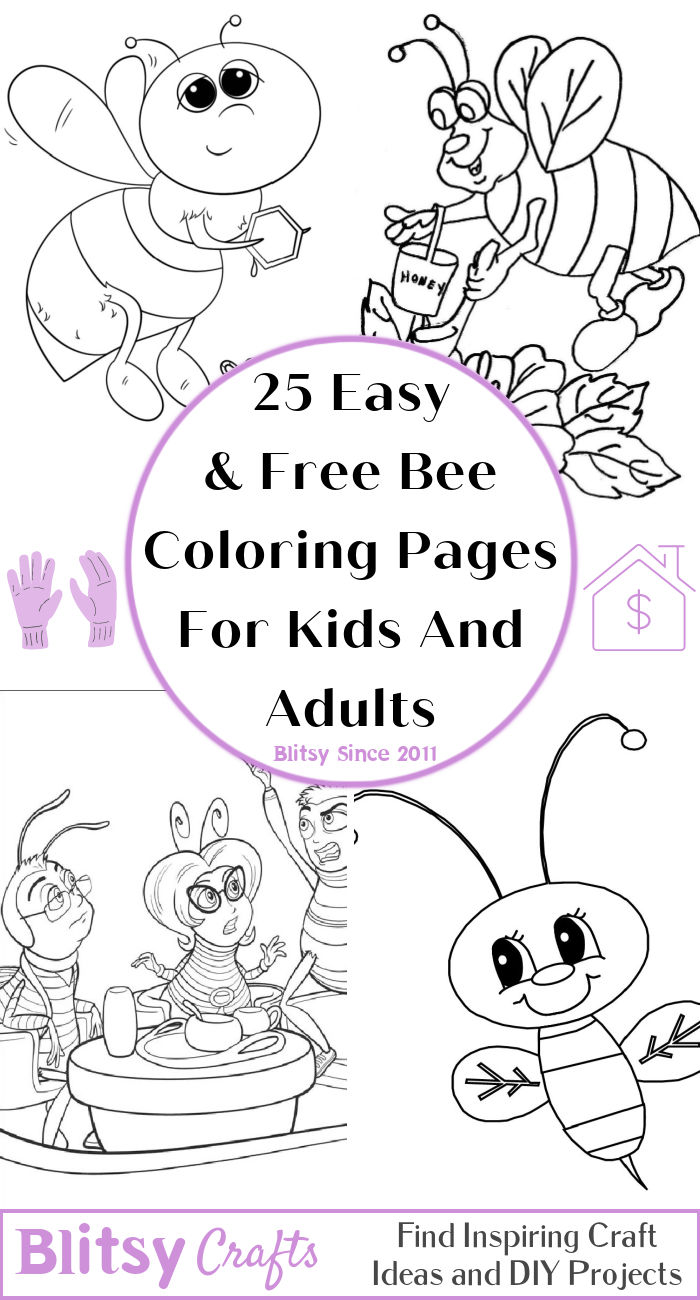 25 Free Bee Coloring Pages for Kids and Adults