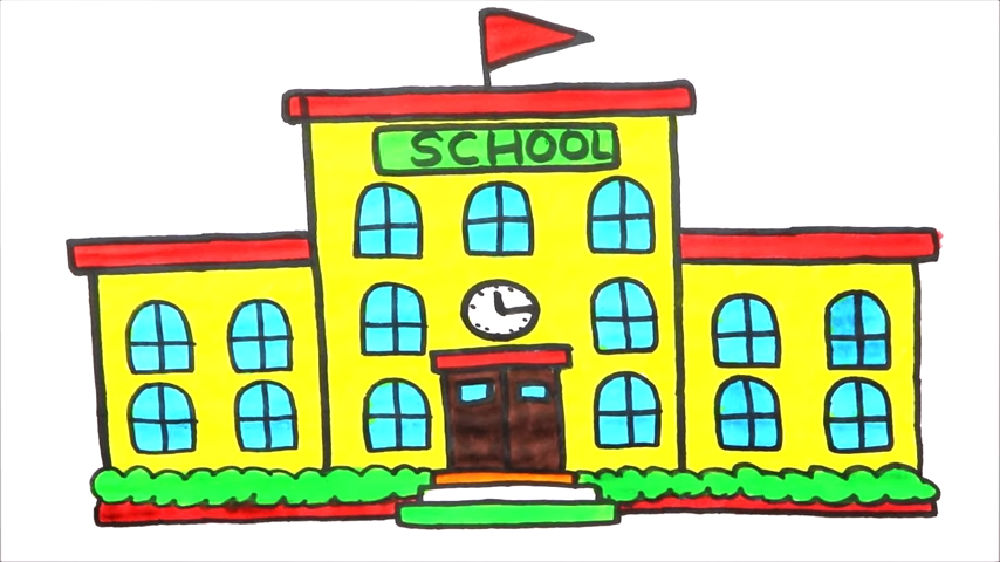 25 Easy School Drawing Ideas - How to Draw a School