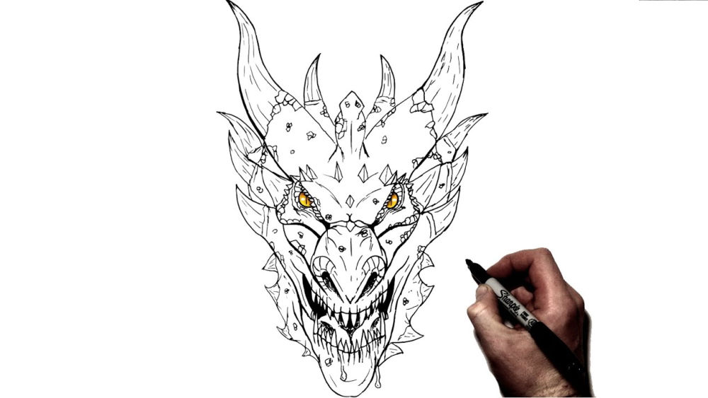 25 Easy Dragon Head Drawing Ideas - How to Draw