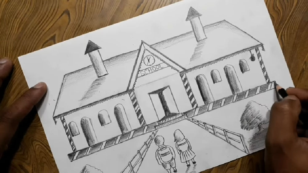 25 Easy School Drawing Ideas - How to Draw a School