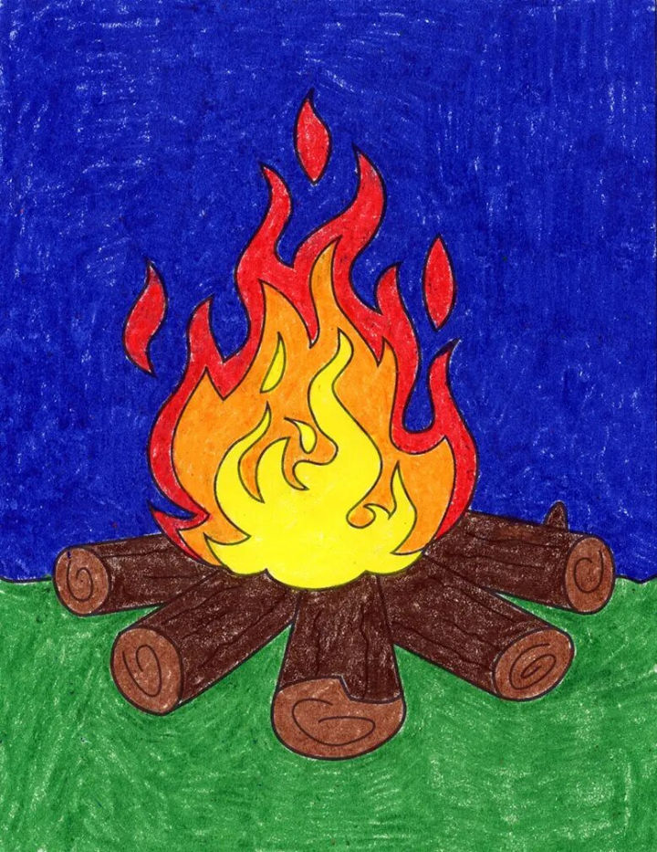 25 Easy Flames Drawing Ideas - How to Draw Flames