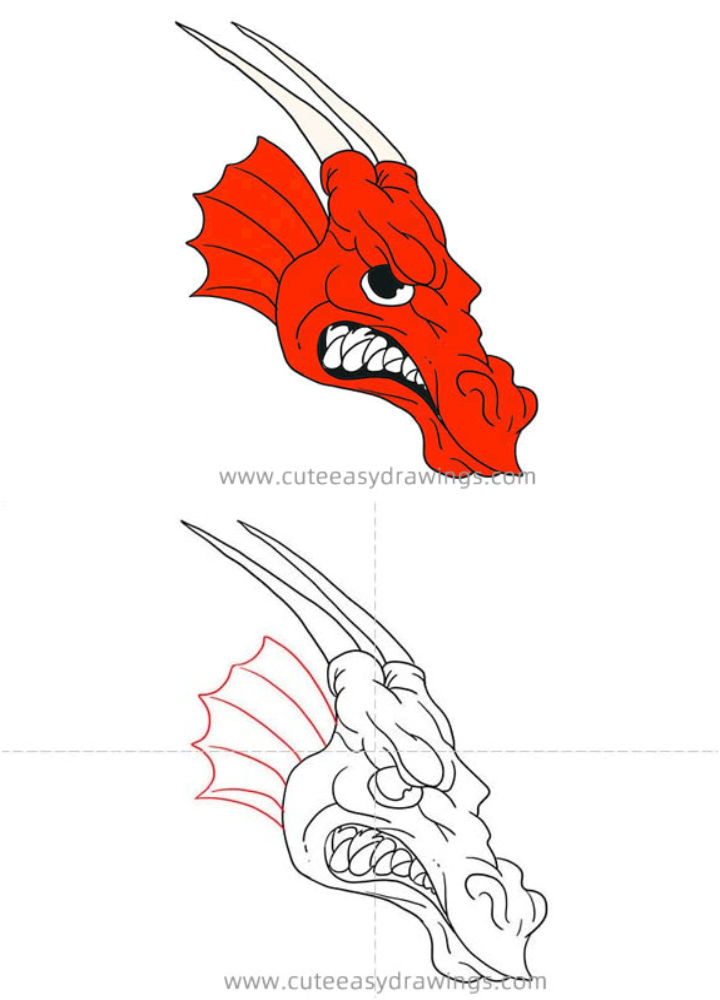 25 Easy Dragon Head Drawing Ideas - How to Draw