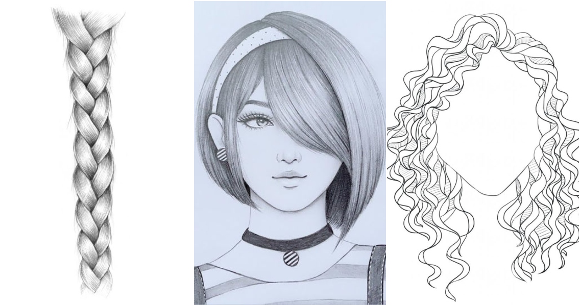25 Easy Hair Drawing Ideas - How to Draw Hair - Blitsy