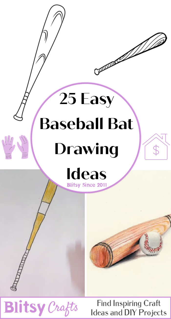 25 Easy Baseball Bat Drawing Ideas - How to Draw