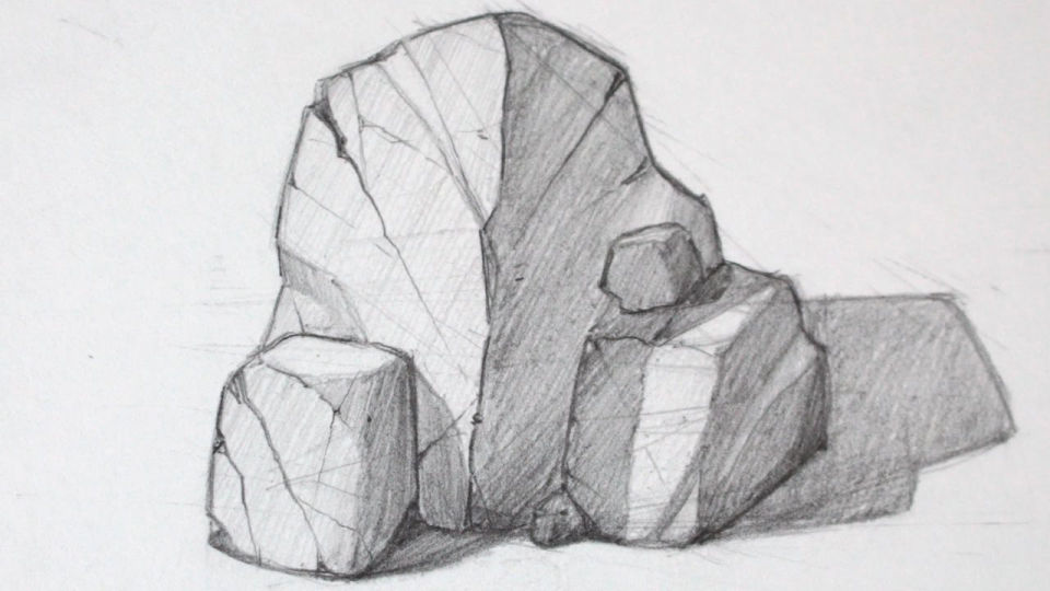 25 Easy Rocks Drawing Ideas - How to Draw Rocks