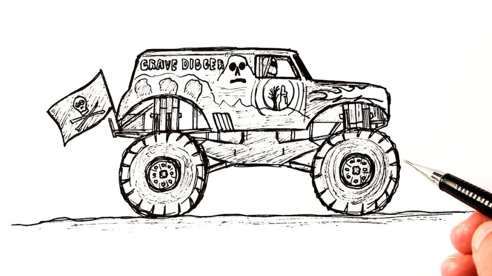 25 Easy Monster Truck Drawing Ideas - How to Draw