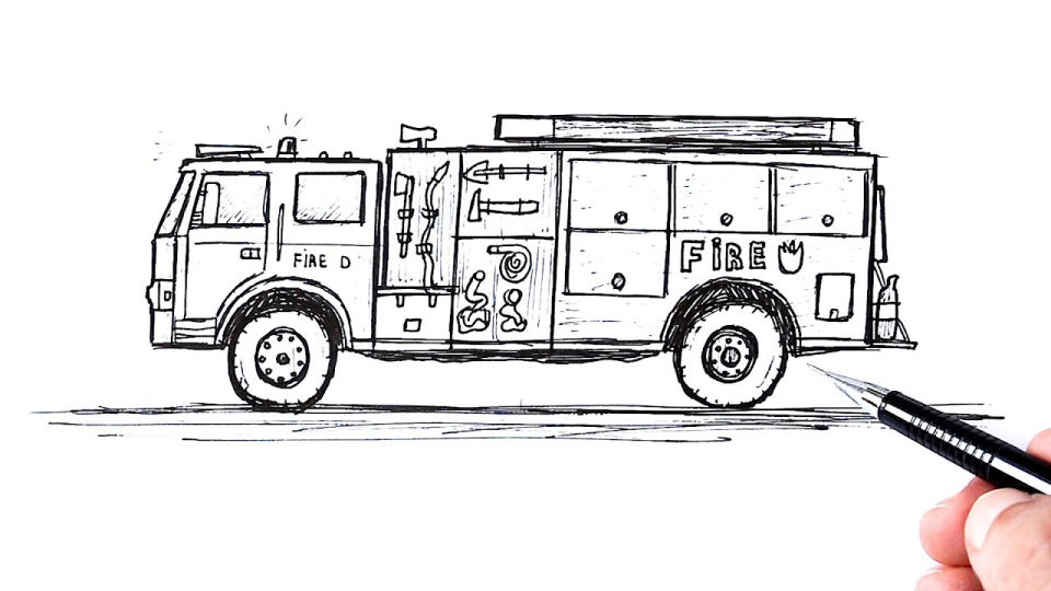 25 Easy Fire Truck Drawing Ideas - How to Draw