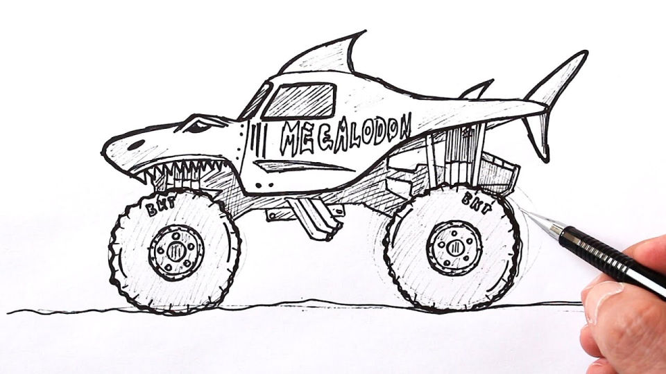 25 Easy Monster Truck Drawing Ideas - How to Draw