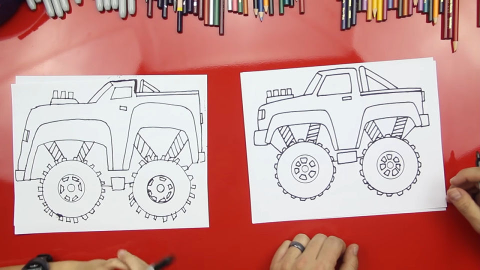 25 Easy Monster Truck Drawing Ideas - How to Draw