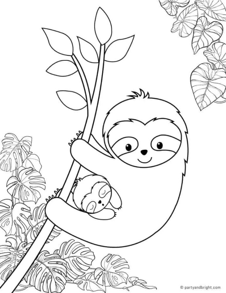 15 Free Sloth Coloring Pages for Kids and Adults