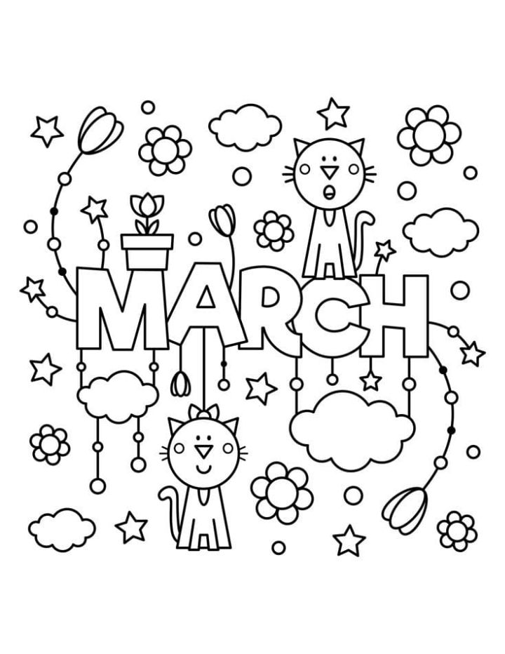 20 Free March Coloring Pages for Kids and Adults