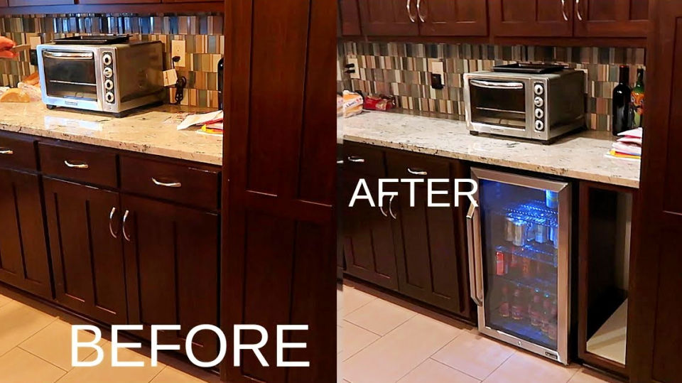 DIY Mini Fridge Cabinet to Keep Your Drinks Cool - Blitsy