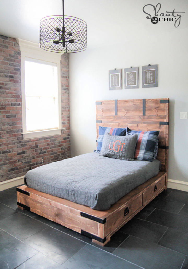 Cheap DIY Bed Frame with Storage - Blitsy