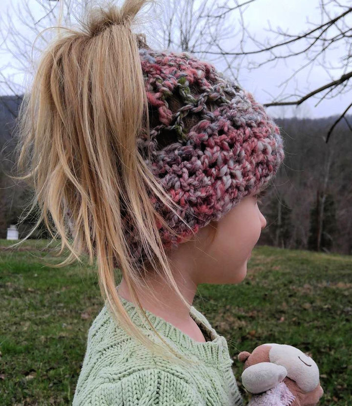 30 Free Crochet Messy Bun Hat Patterns - Blitsy